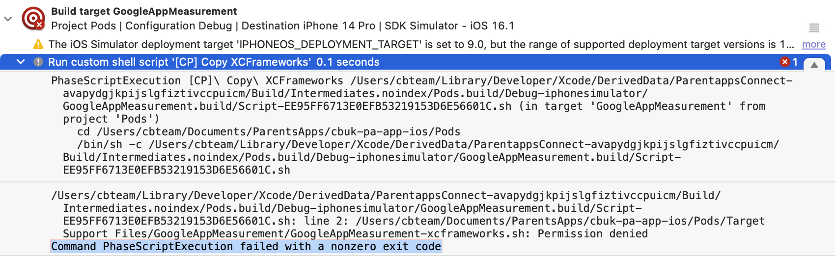 Command PhaseScriptExecution faile… | Apple Developer Forums