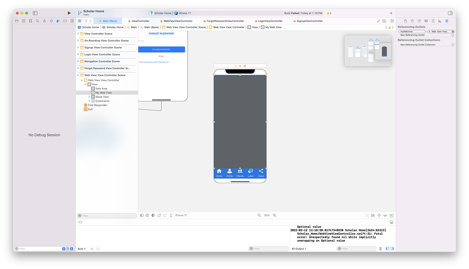 WKWebVIew Fatal error: Unexpectedl… | Apple Developer Forums