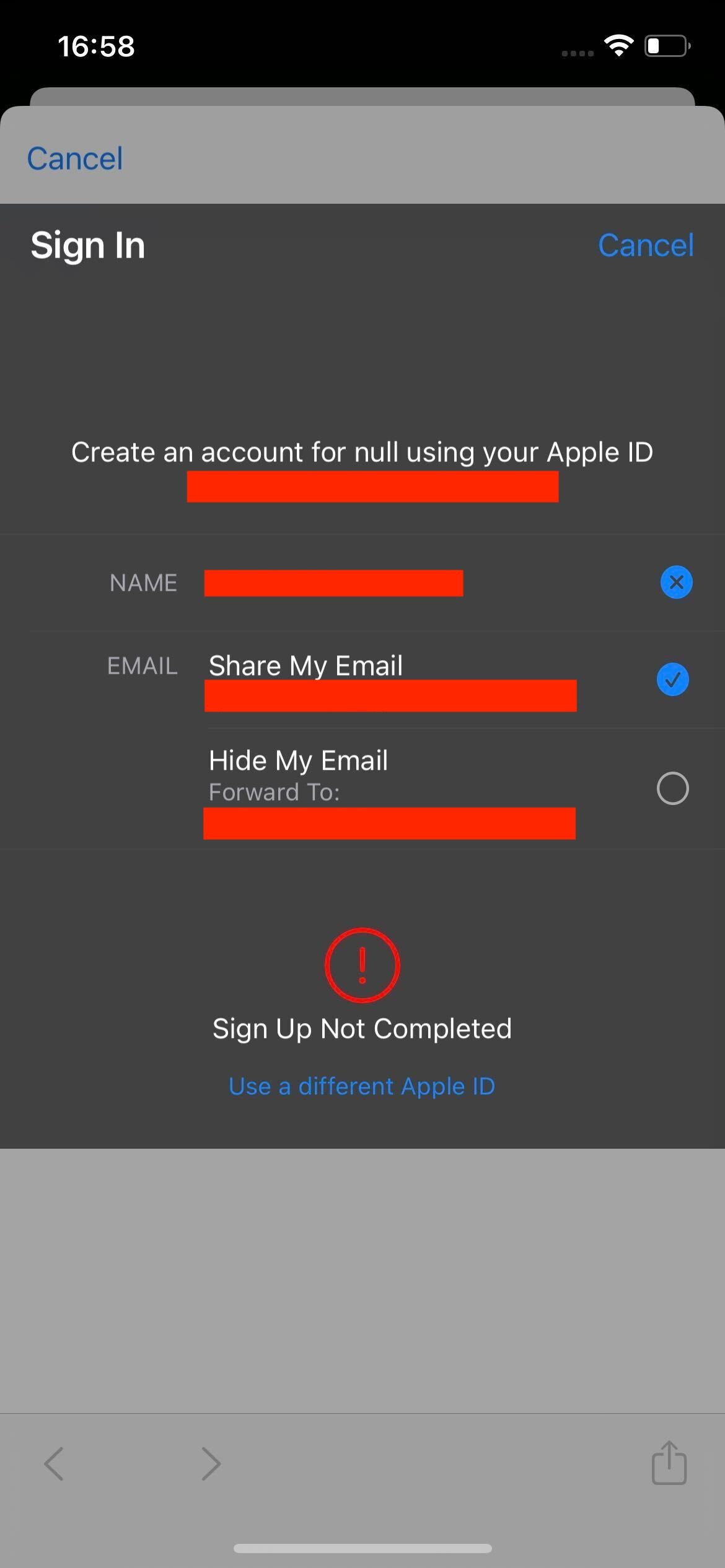 Apple Sign In - Sign Up Not Comple… | Apple Developer Forums