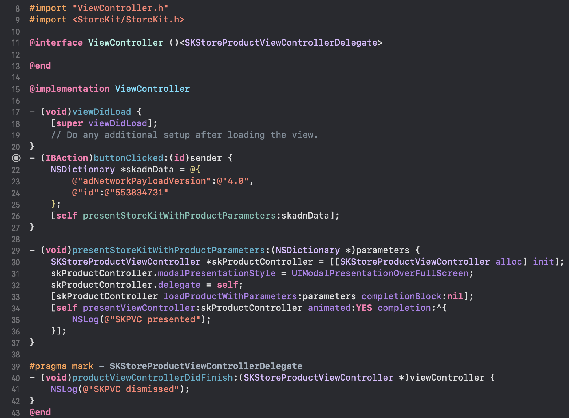 SKStoreProductViewController quick… | Apple Developer Forums