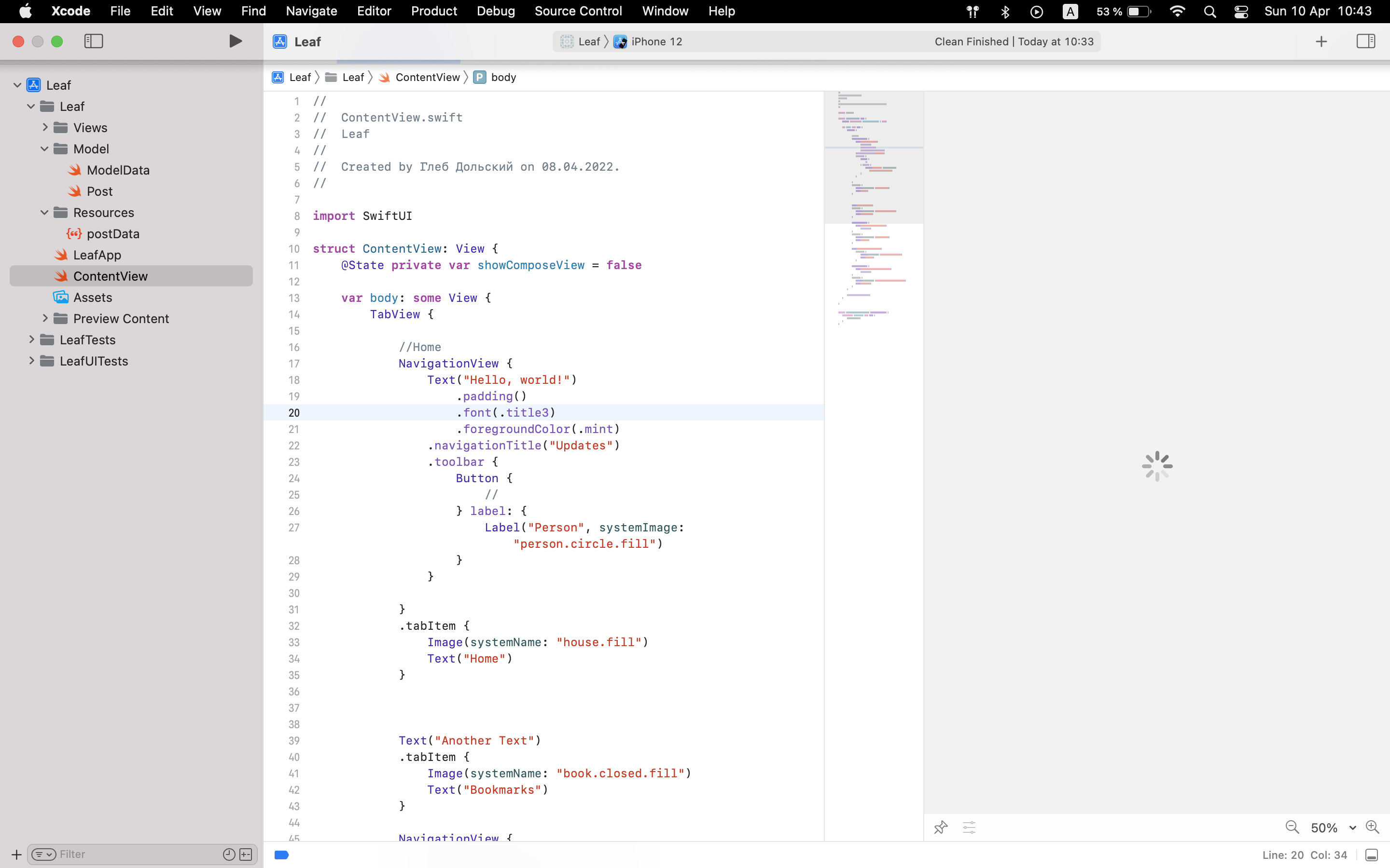 Loading loop preview in Xcode | Apple Developer Forums