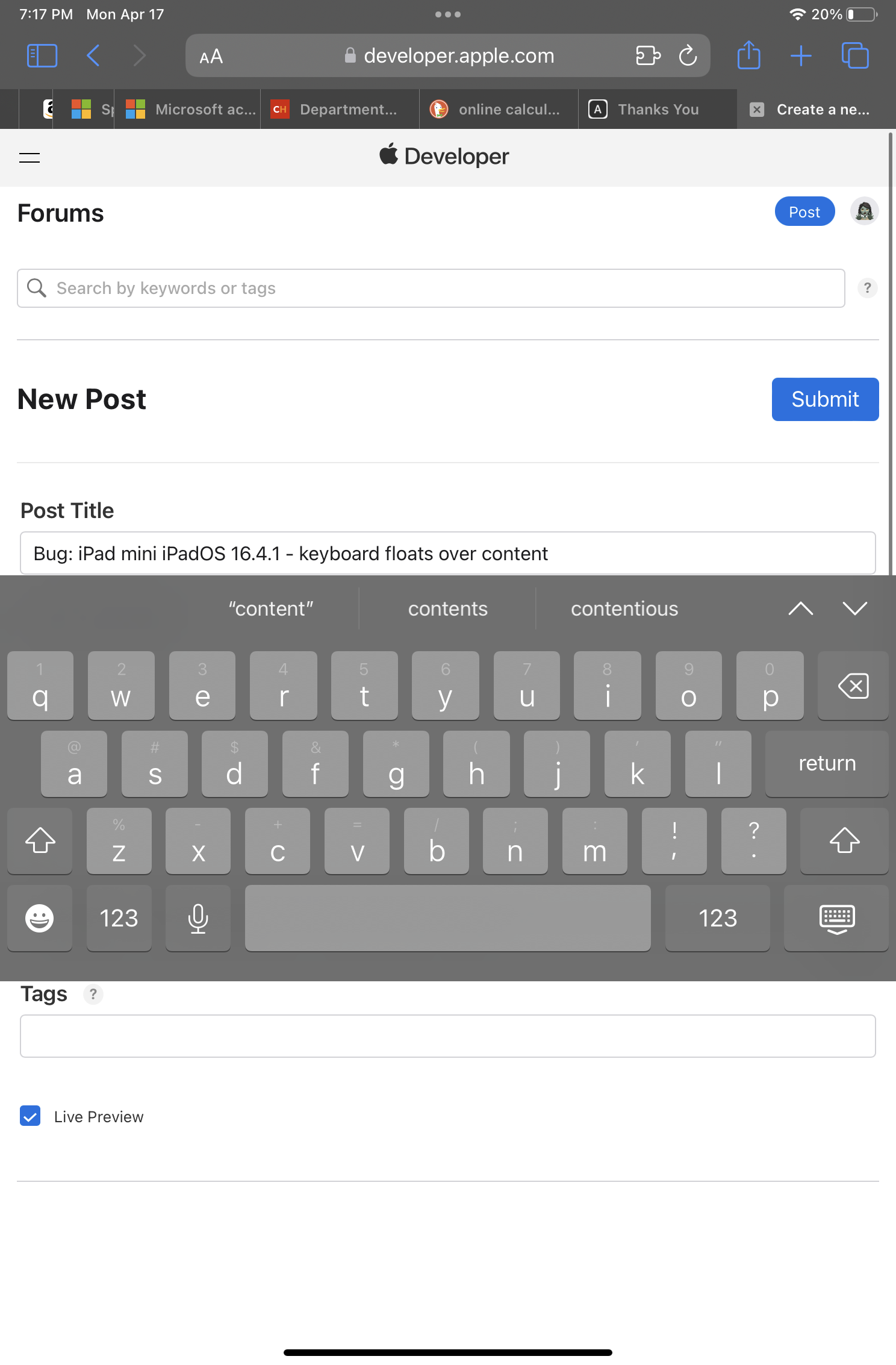Bug: iPad mini iPadOS 16.4.1 - key… | Apple Developer Forums