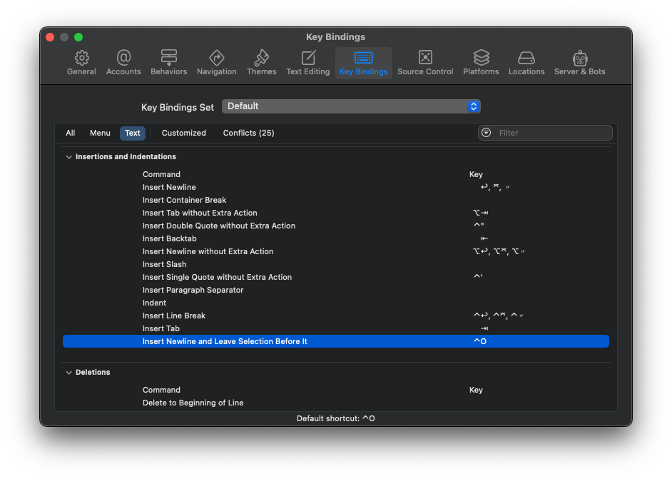 Xcode 14 Key Bindings: Default Con… | Apple Developer Forums