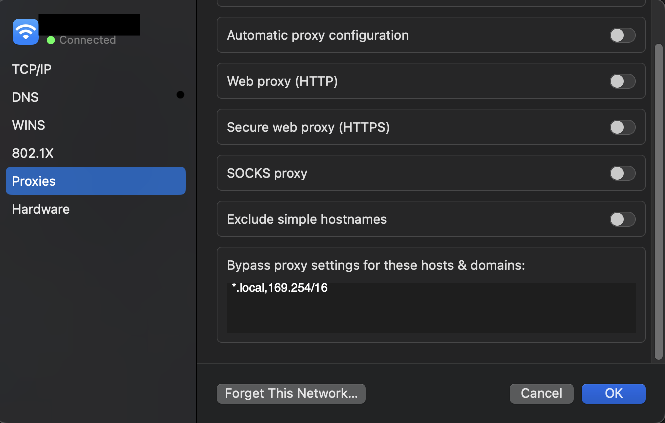 MacOS Proxy exceptions list does n… | Apple Developer Forums