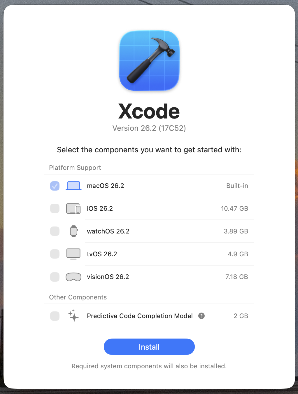 Xcode 26.2 stuck on "Select the Co… | Apple Developer Forums