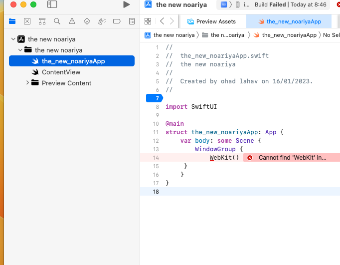 Cannot find 'WebKit' in scope | Apple Developer Forums