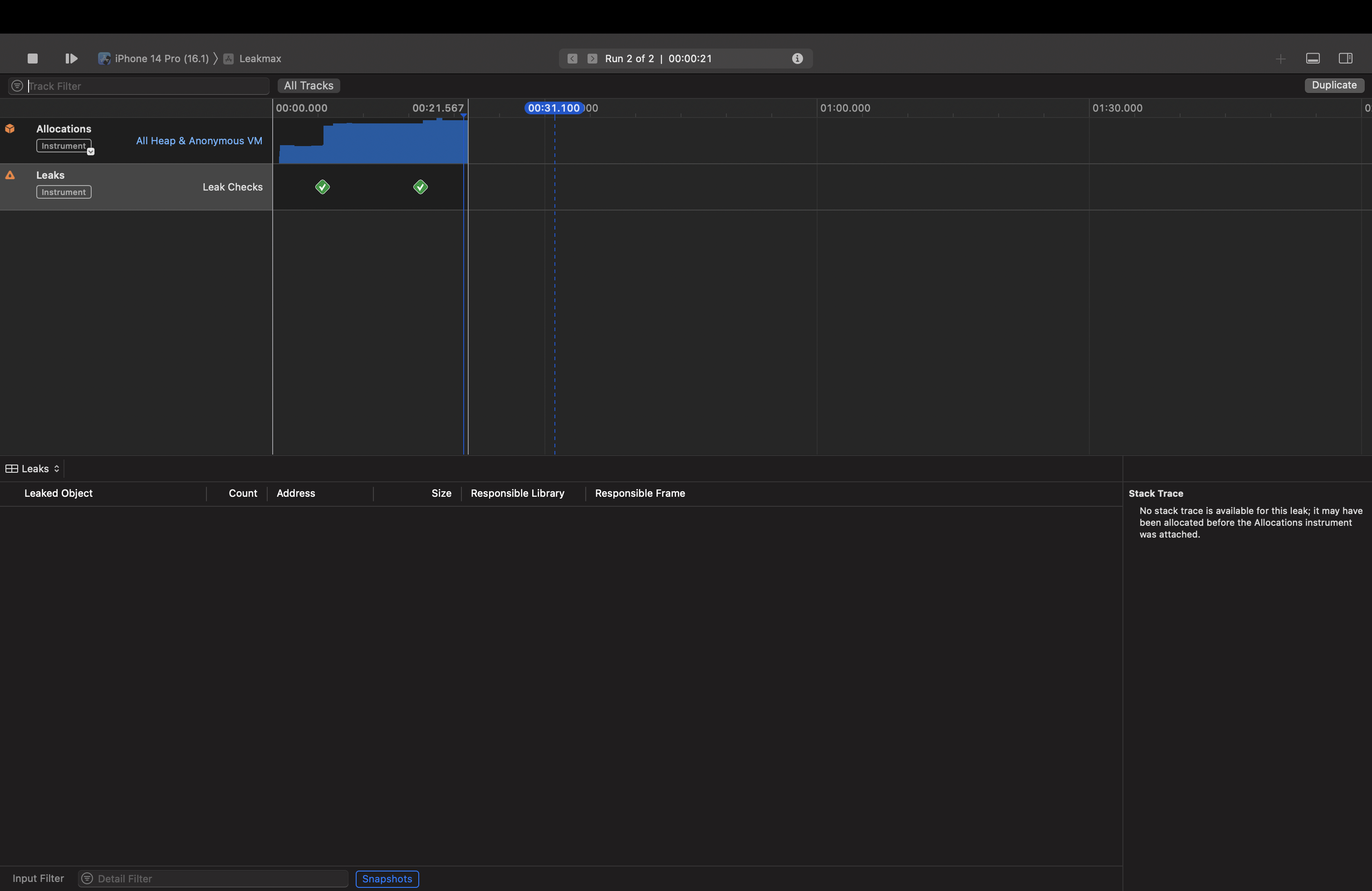 Using Instrument Leaks to detect m… | Apple Developer Forums