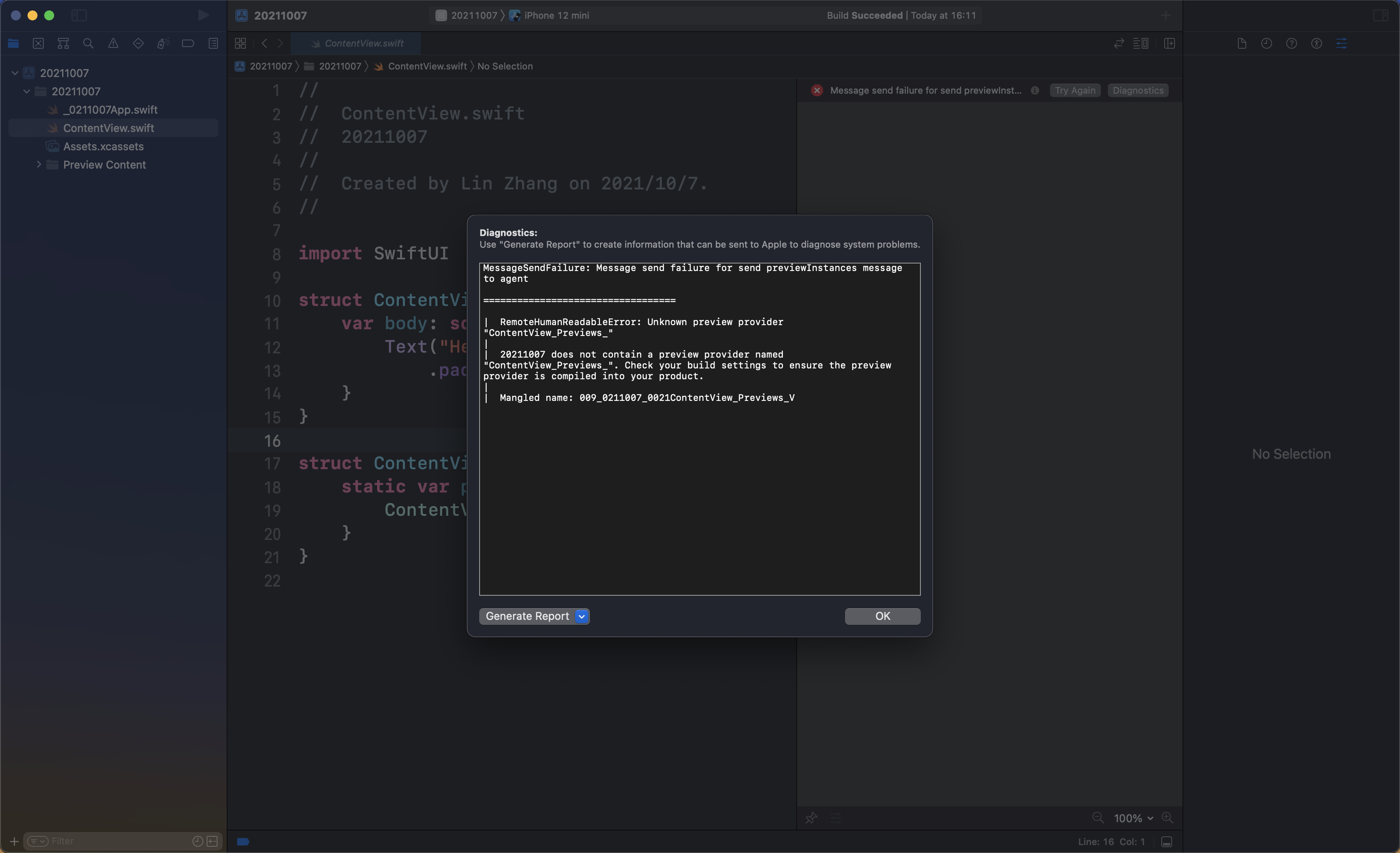 Xcode 13 Preview Failed The Proj Apple Developer Forums