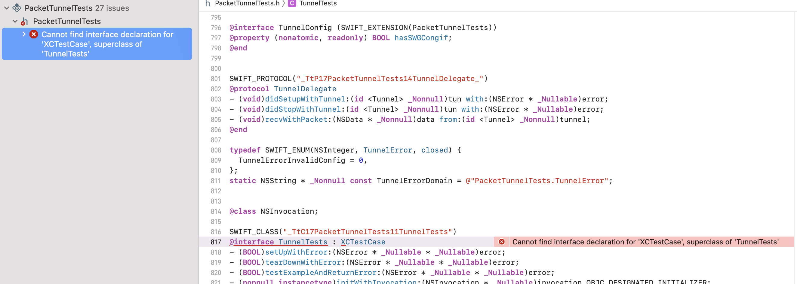 Cannot find interface declaration … | Apple Developer Forums